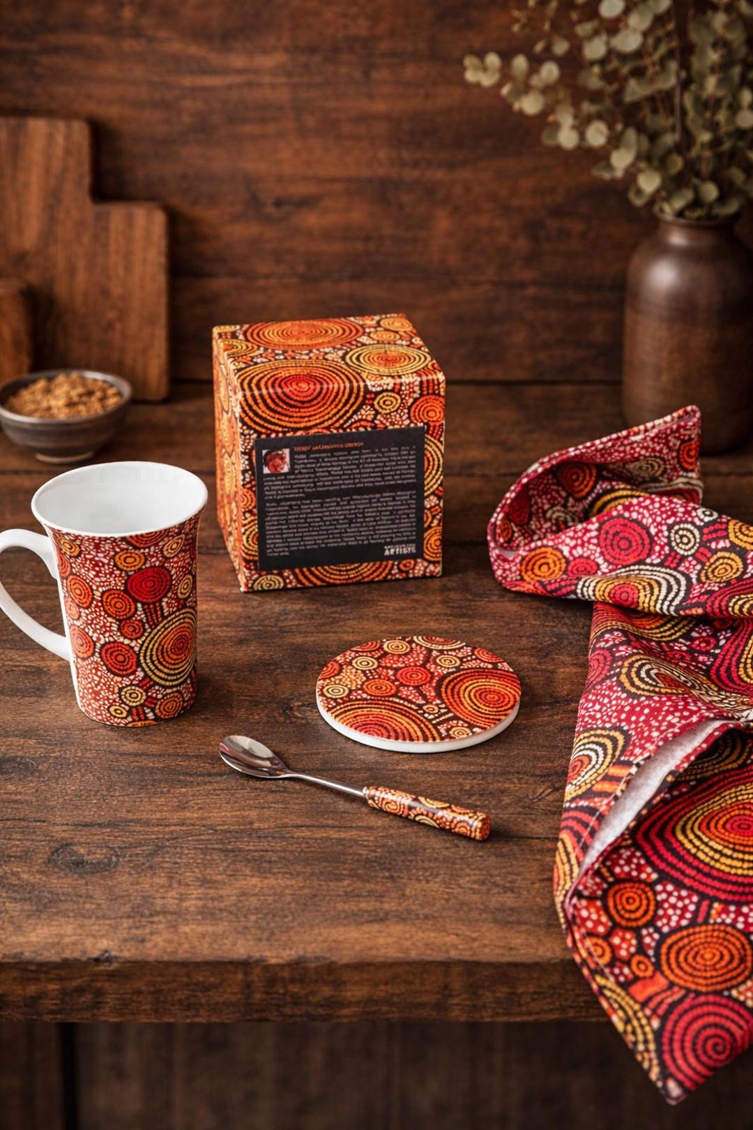 Fine Bone China Mug Set Aboriginal Artwork by Teddy Gibson - Etsy