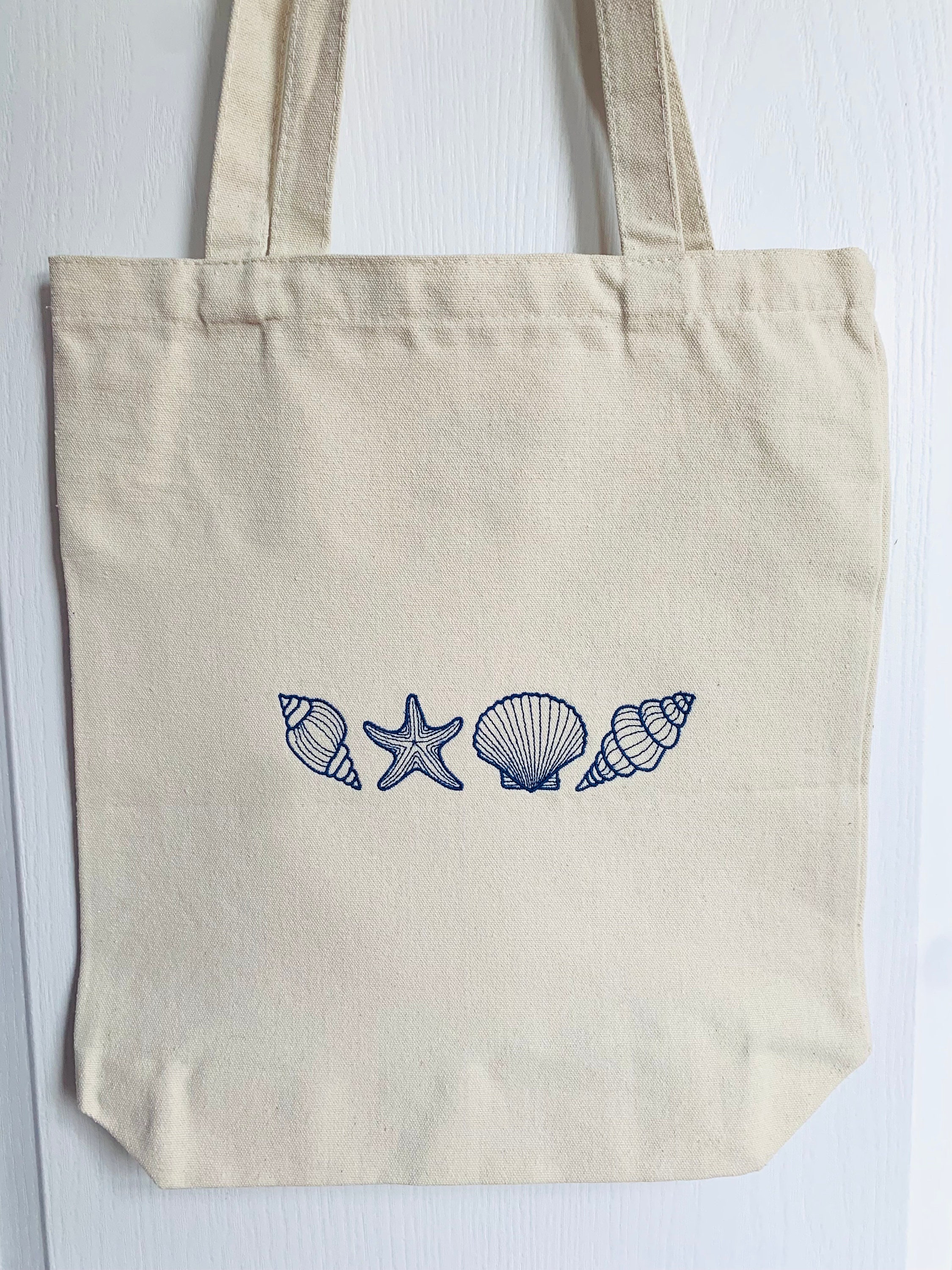 Sea Shell Embroidered Tote Bag - Etsy