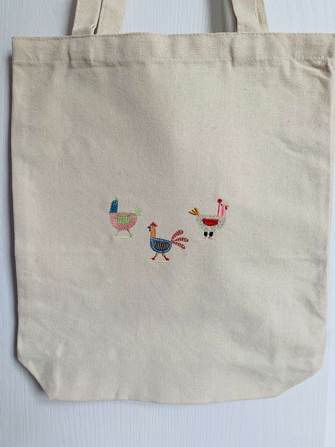 Chickens Embroidered Tote Bag - Etsy