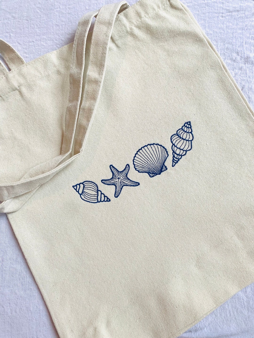 Sea Shell Embroidered Tote Bag - Etsy