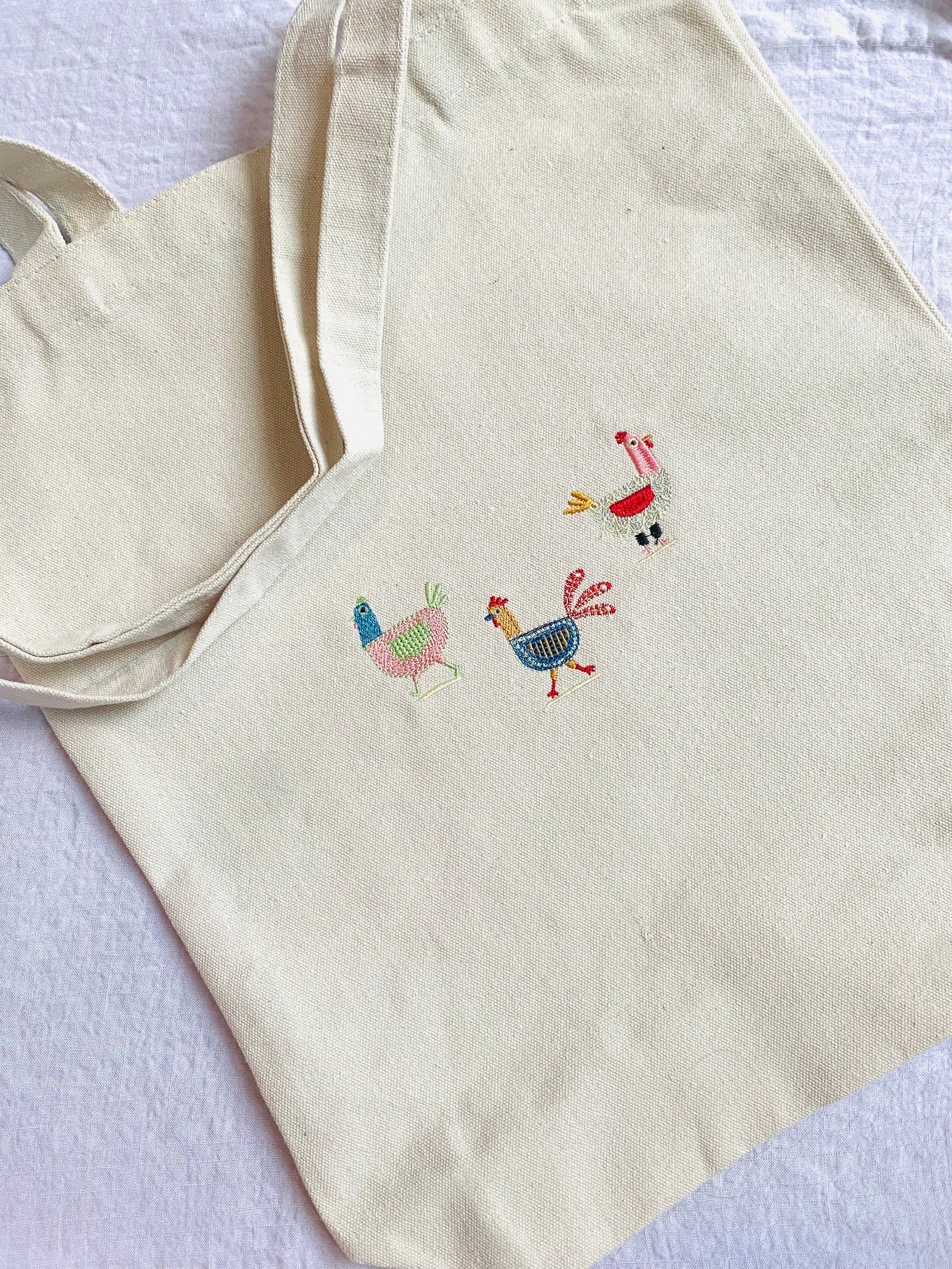 Chickens Embroidered Tote Bag - Etsy