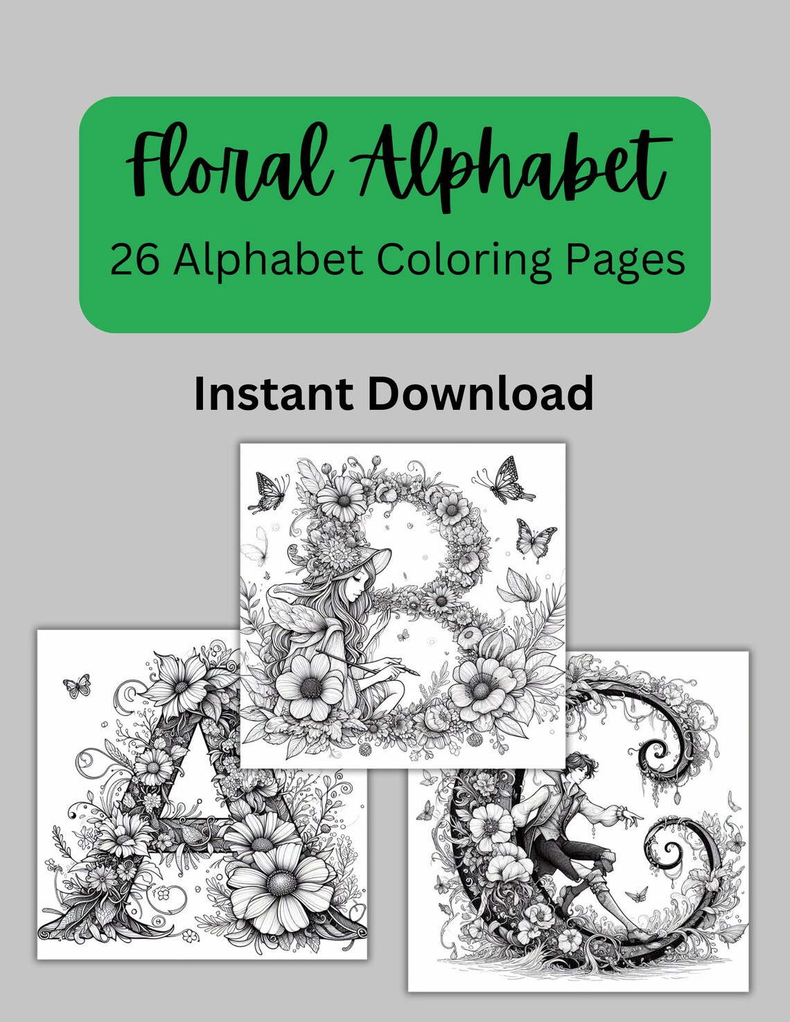 Floral Coloring Pages Letters of the Alphabet Relaxing Coloring Sheets ...