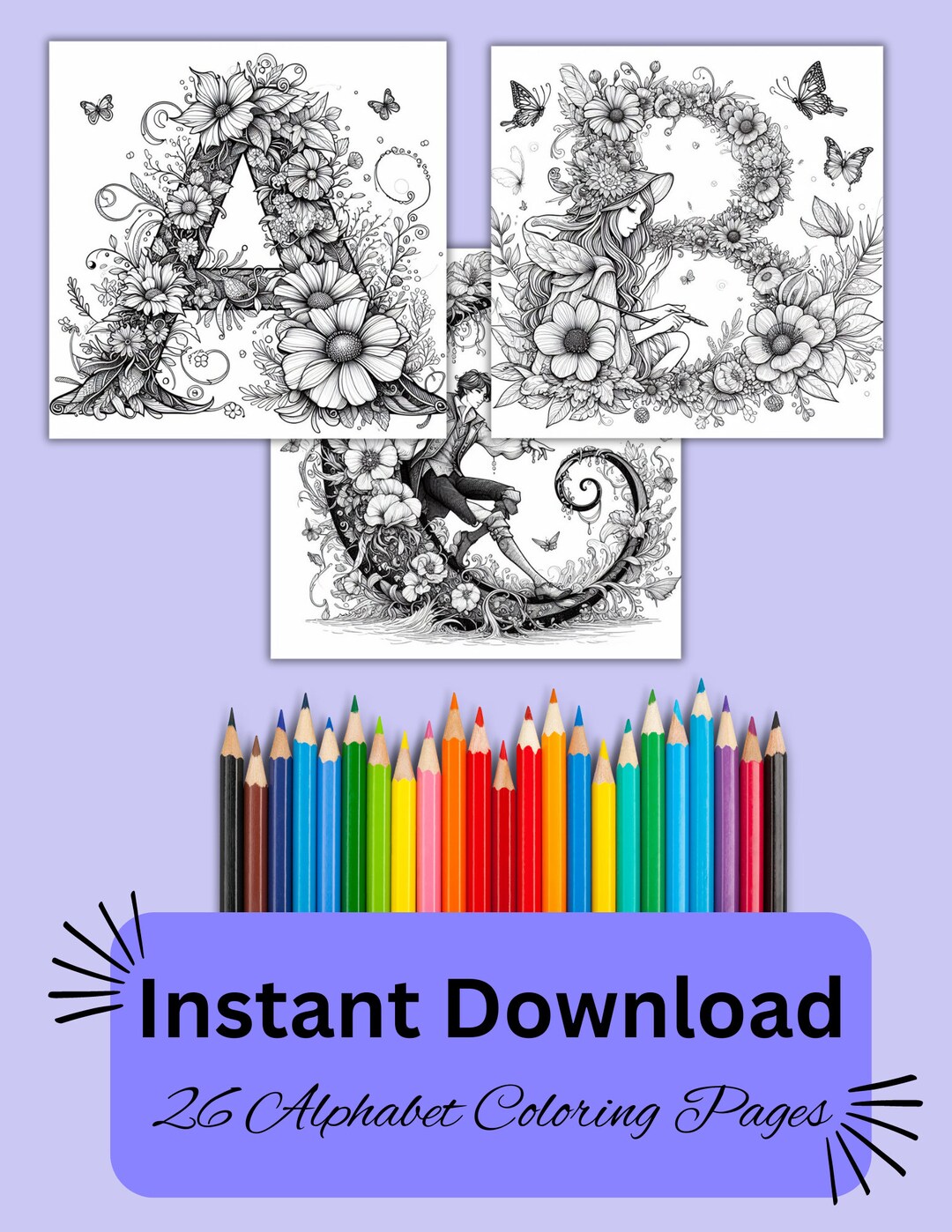 Alphabet Floral Coloring Pages Relaxing Coloring Sheets Printable Pages ...