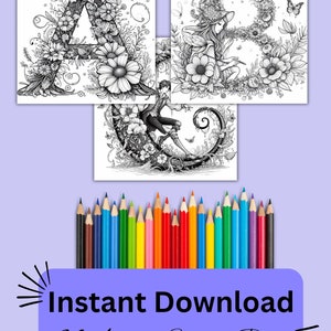 Alphabet Floral Coloring Pages Relaxing Coloring Sheets Printable Pages ...