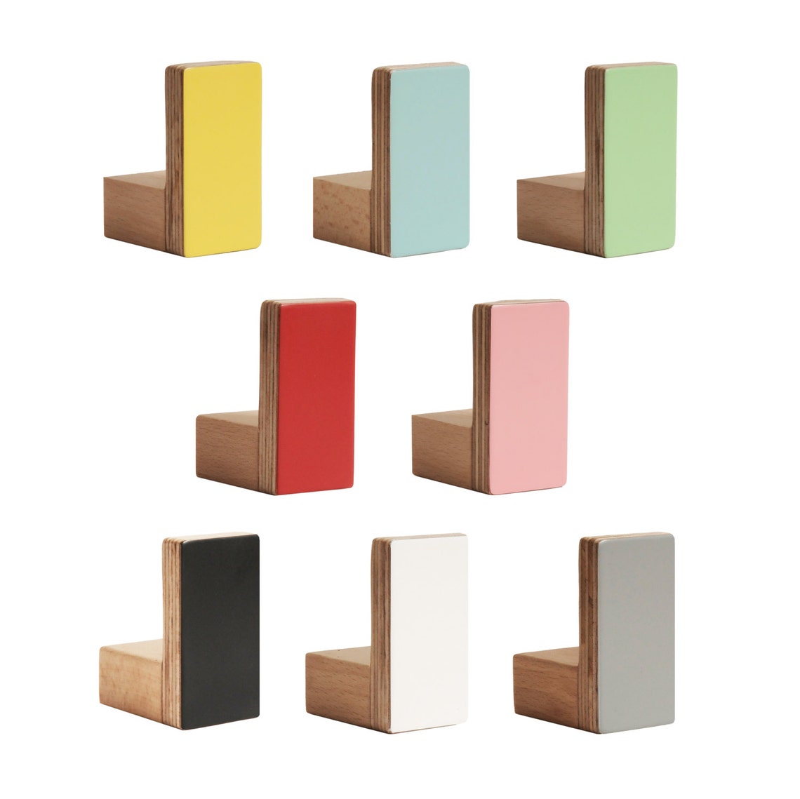 Colours Door Wooden Knobs Rectangular Shape - Etsy