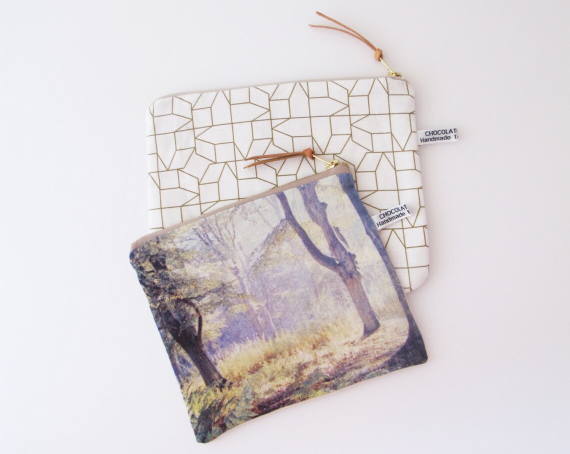 Linen Zipper Pouch Ideal as Cosmetics Bag Pencil Pouch and | Etsy