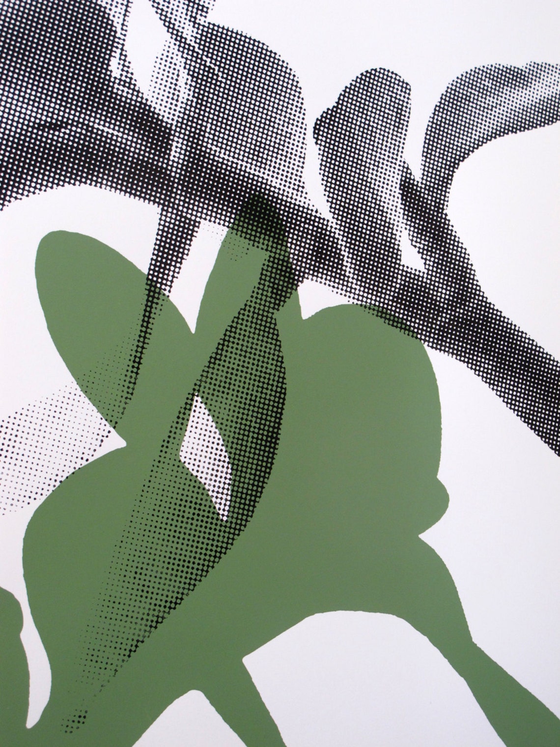 Screen Print Botanical Print Series Green & Black - Etsy