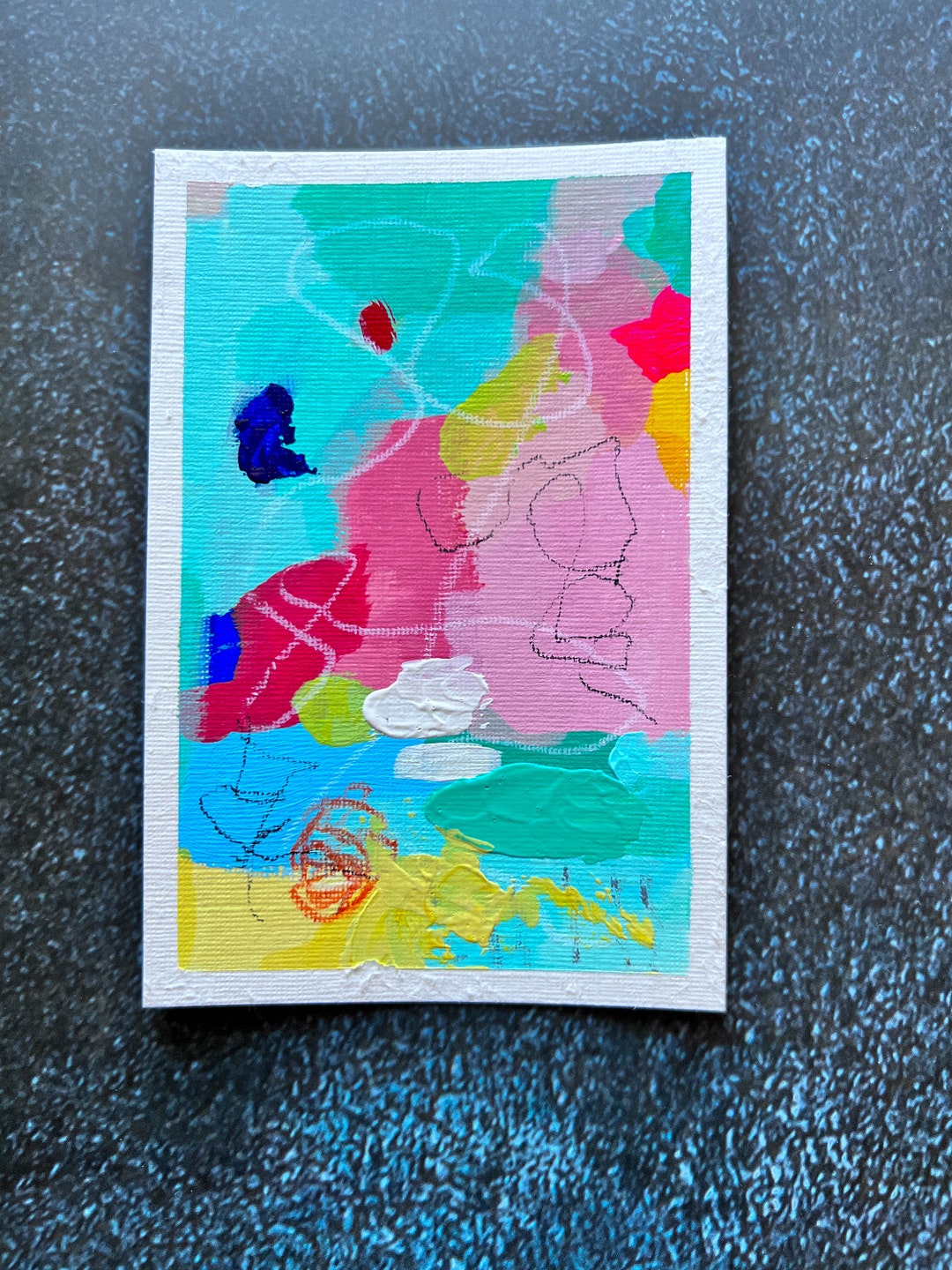 Mini Original Abstract Art on Acrylic Paper Mixed Media Art Affordable ...