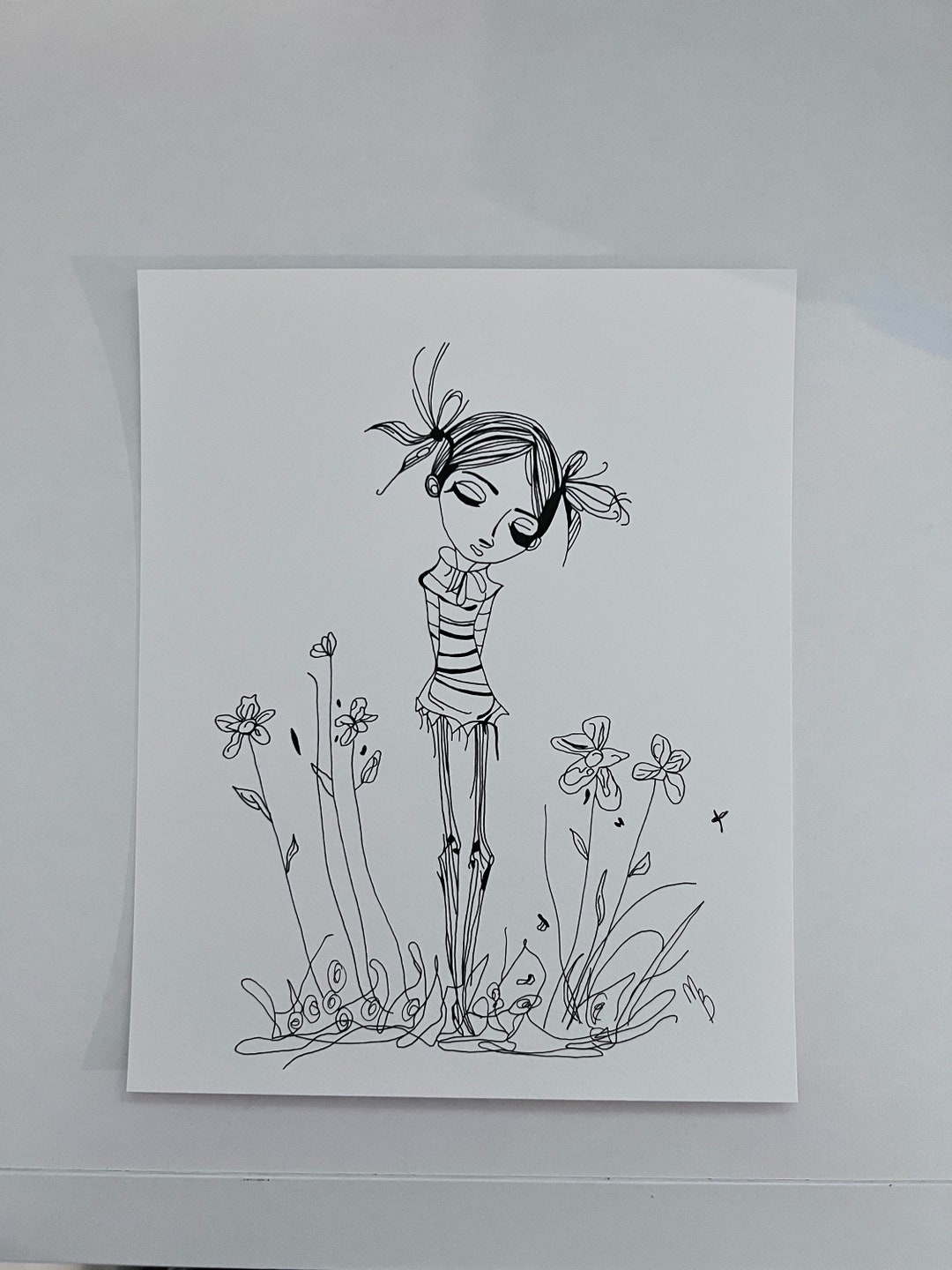 Goth Girl Ink Drawing on Paper Original Art Work Wall Art Ink on Paper ...