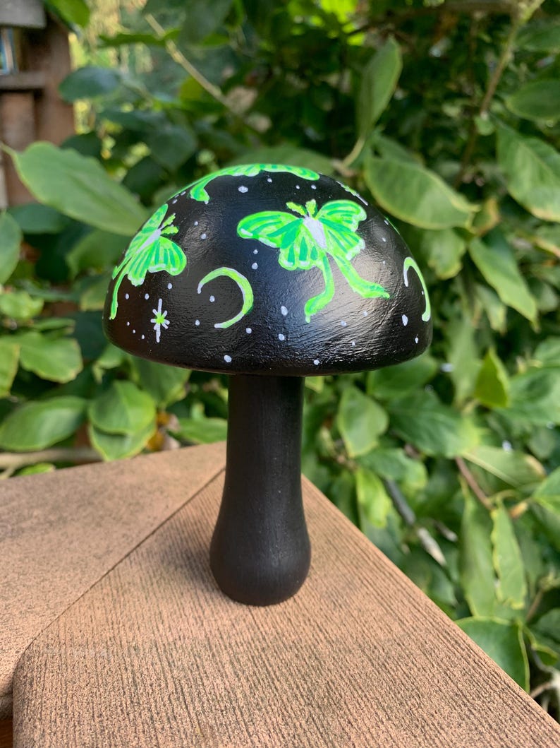 Celestial Lunar Moth Mushroom Art - Etsy