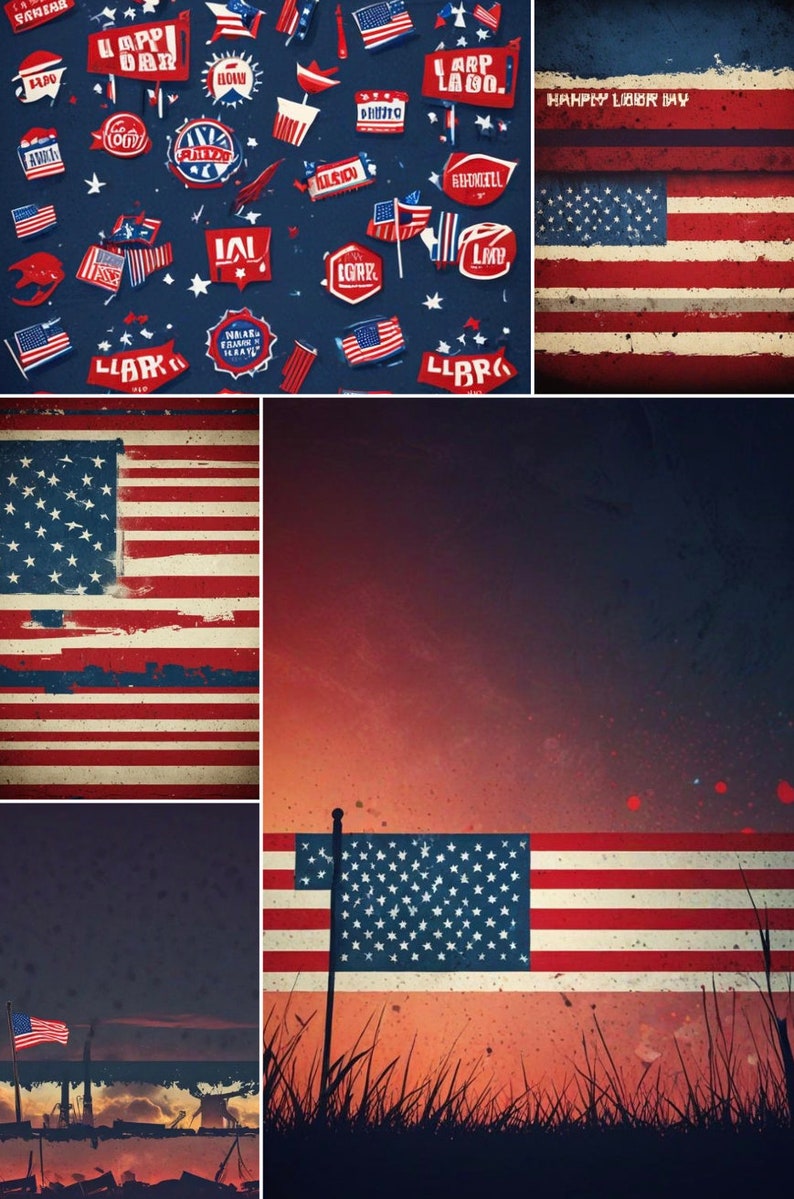 DIGITAL Labor Day Tags Digital Collage Sheet for Download Printable ...