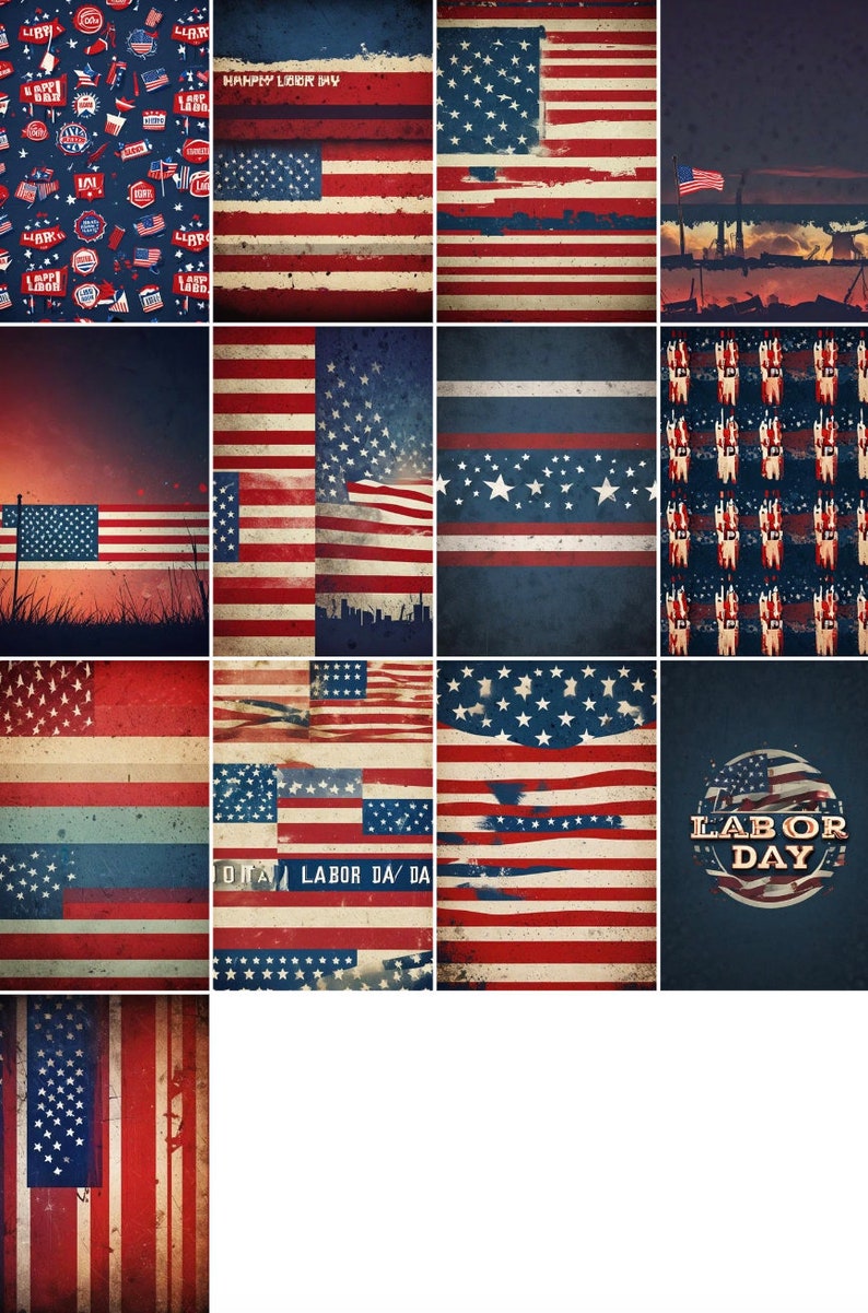 DIGITAL Labor Day Tags Digital Collage Sheet for Download Printable ...