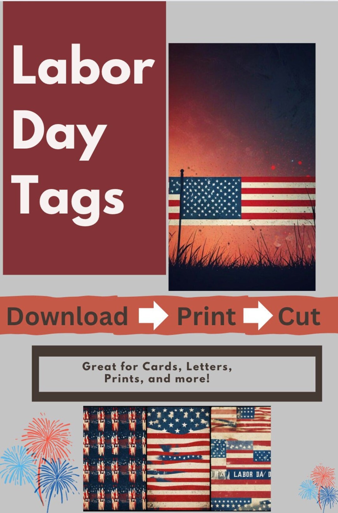 DIGITAL Labor Day Tags Digital Collage Sheet for Download Printable ...
