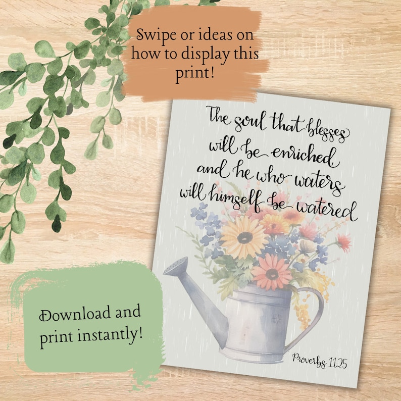 Proverbs 11:25 Hand-written Bible Verse Print, Encouraging Christian ...