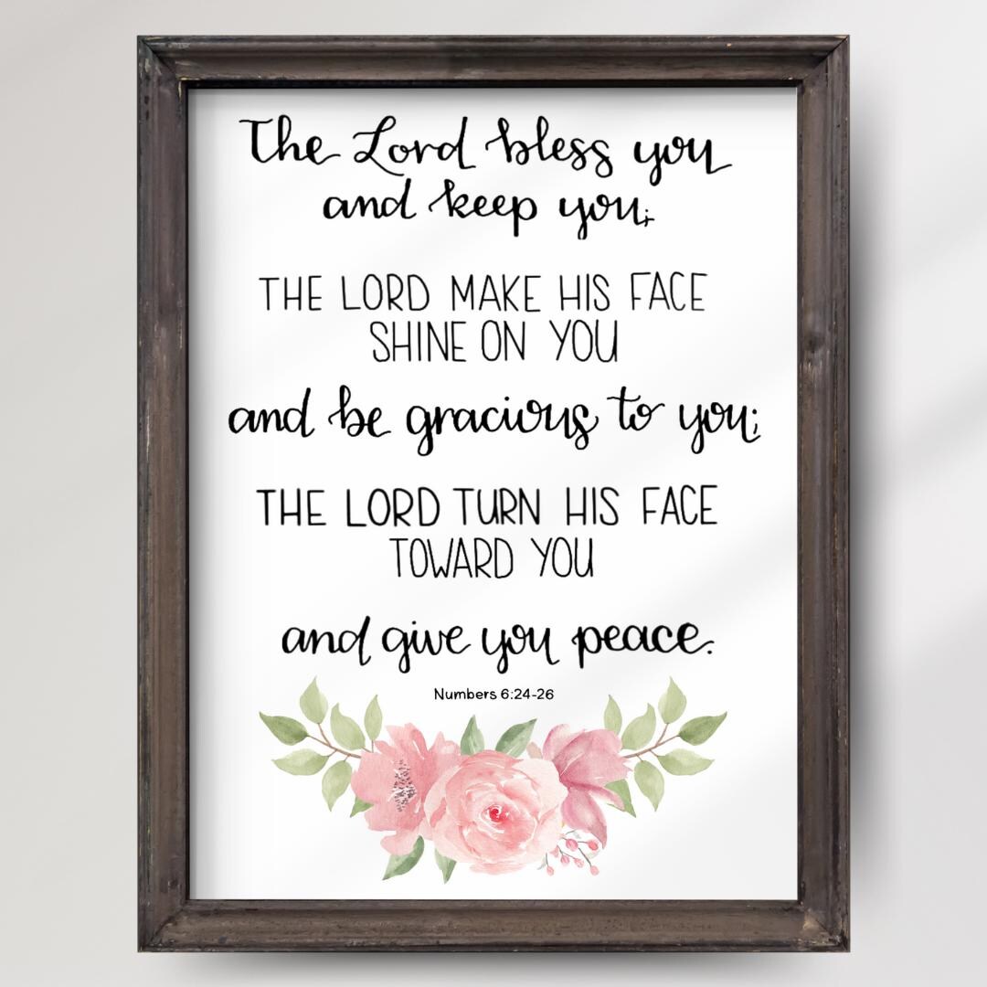 Numbers 6:24-26 (physical Print) - Hand-drawn Bible Verse, Encouraging ...
