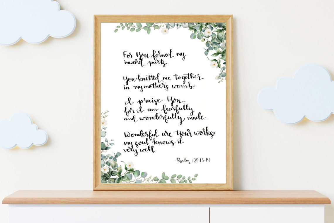 Psalm 139:13-14 - (physical Print) - Hand-written Bible Verse ...