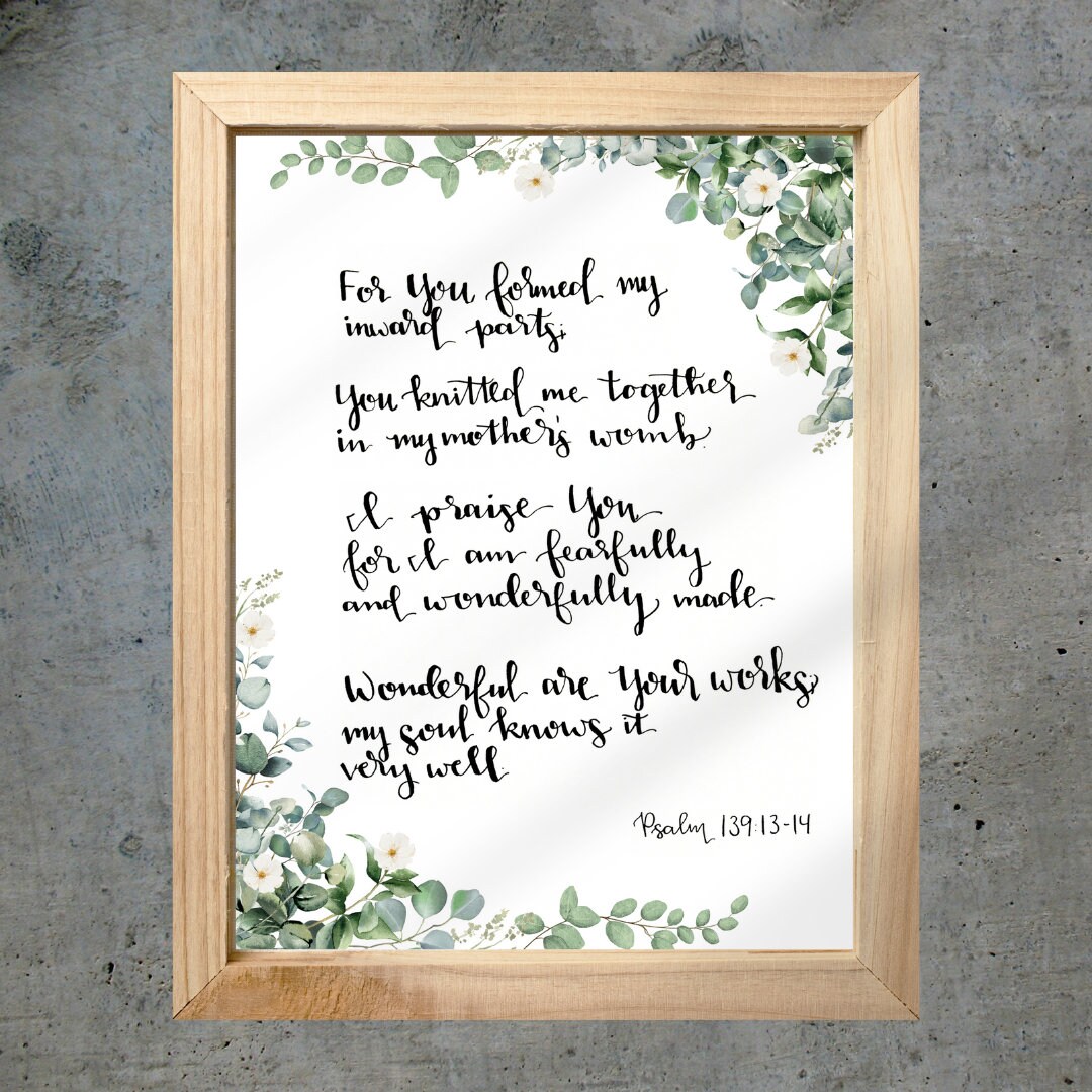 Psalm 139:13-14 - (physical Print) - Hand-written Bible Verse ...