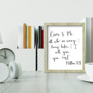 Matthew 11:28 (physical Print) - Hand-written Bible Verse, Encouraging ...