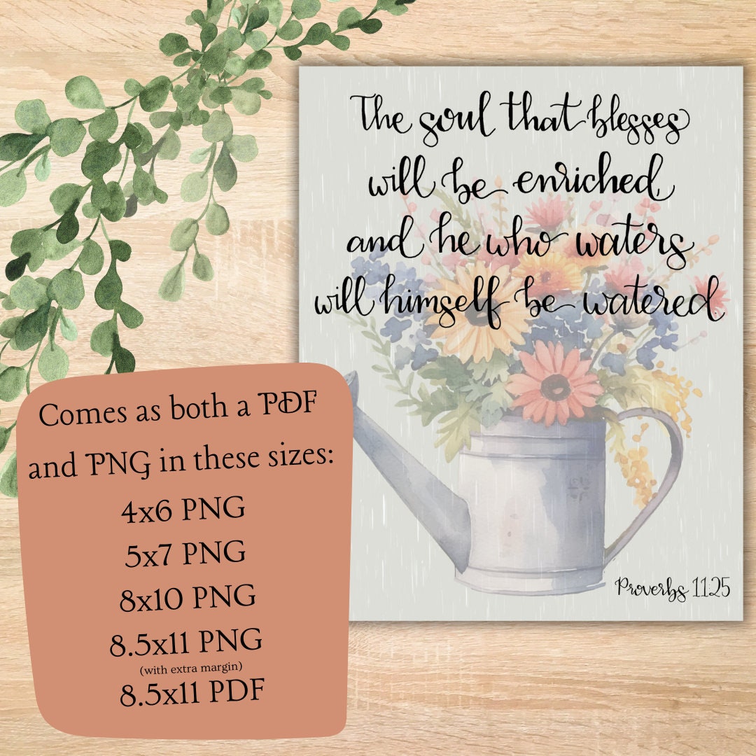 Proverbs 11:25 - Hand-written Bible Verse Print, Encouraging Christian ...