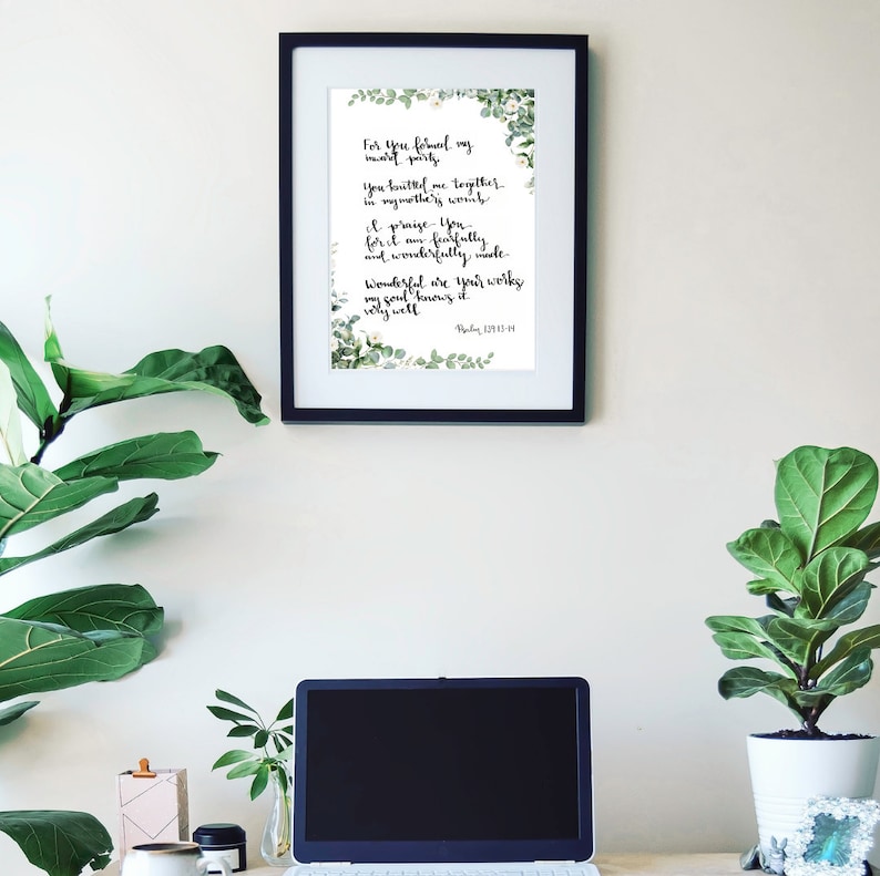 Psalm 139:13-14 - (physical Print) - Hand-written Bible Verse ...