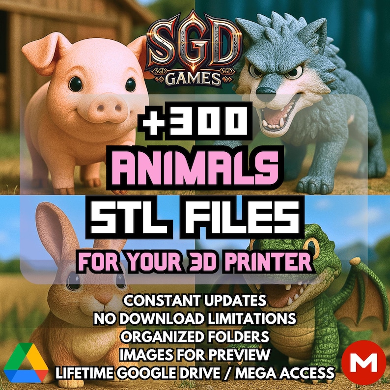 Animals STL Pack +300 STL Models of Farm Animals, Cat, Dog, Lion ...