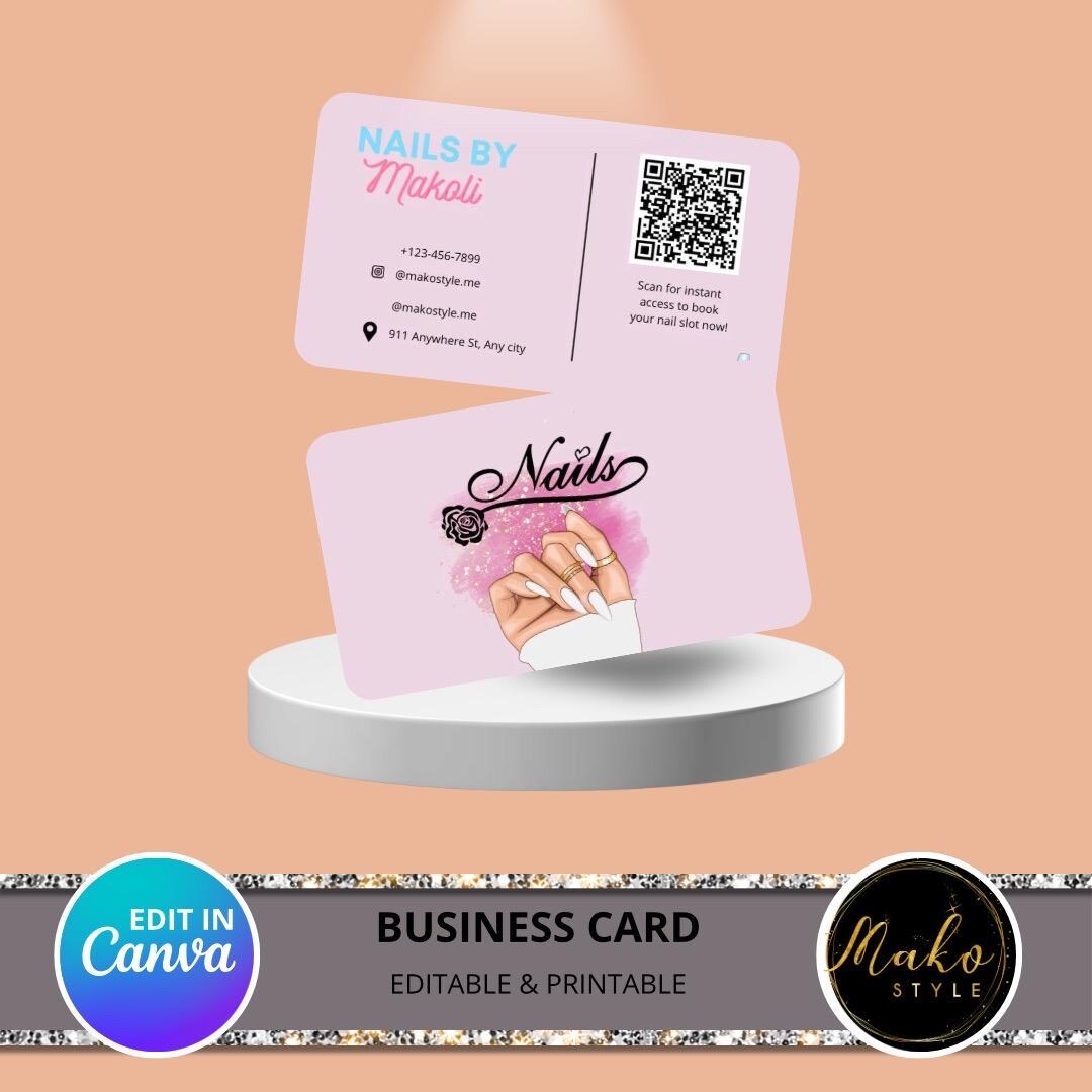 Nail Business Card Template, Nail Technician Loyalty Card, Business ...