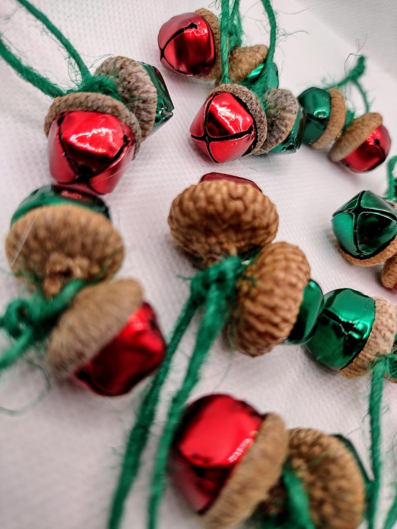 Acorn Ornaments, Acorn Caps, Christmas Ornaments, Real Acorns, Jingle ...