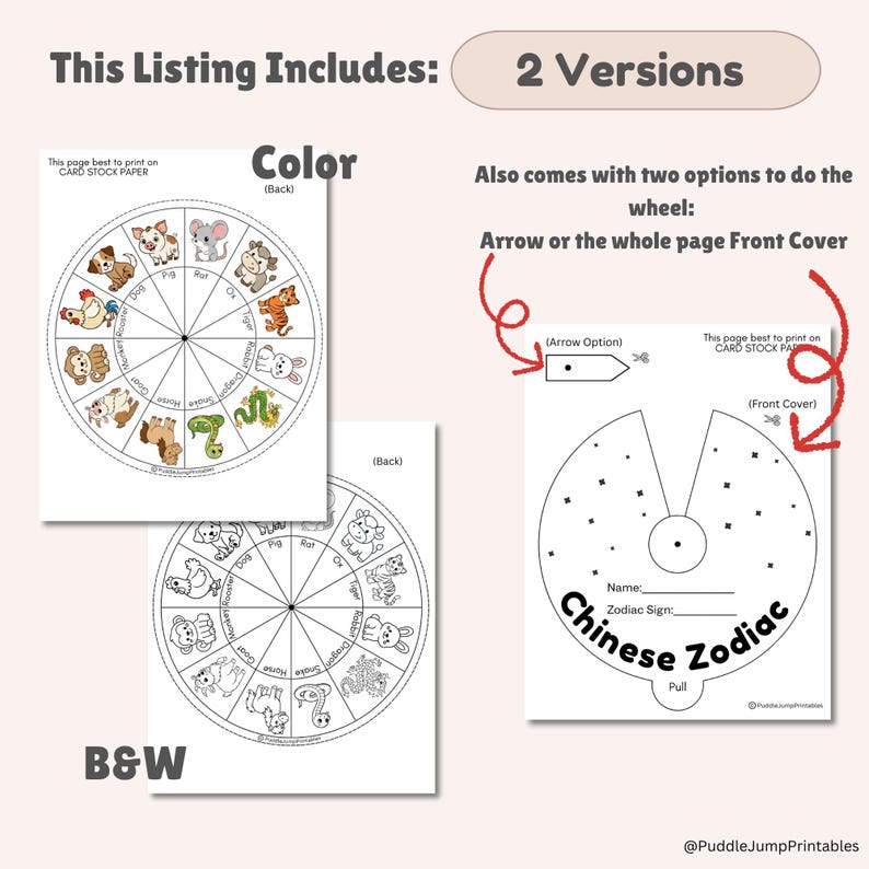 Chinese Zodiac Wheel Craft, Lunar New Year Activity (digital Download ...