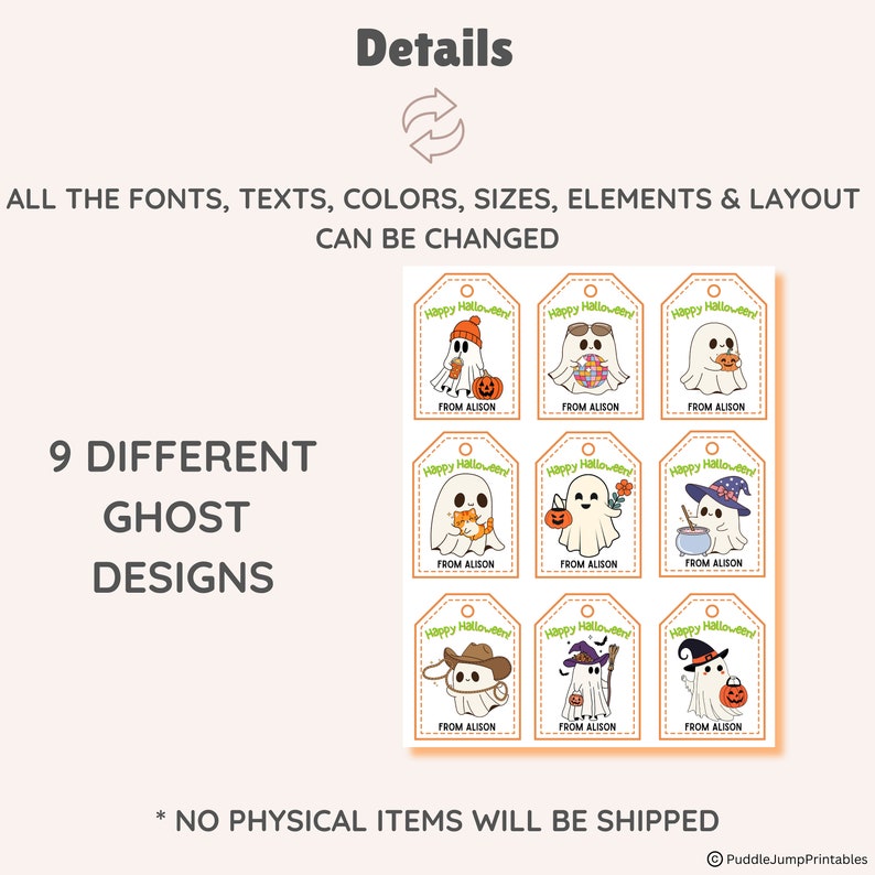Editable Halloween Gift Tags, Halloween Goodie Bag Tags, Trick or Treat ...