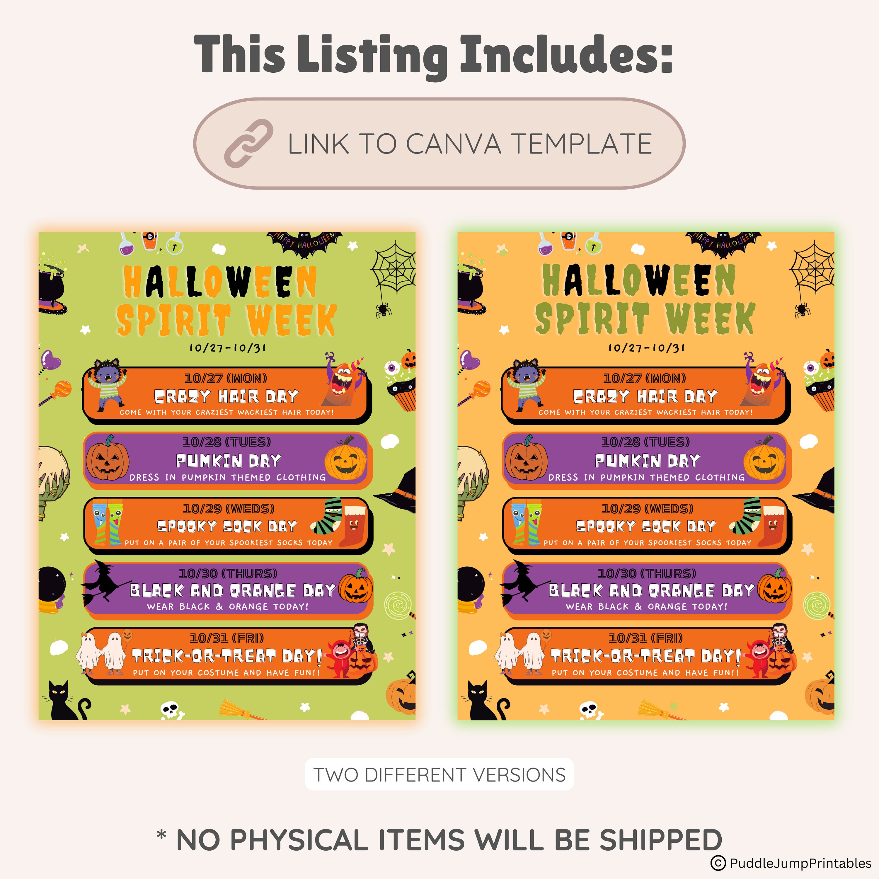 Editable Halloween Spirit Week Flyer: School Event Printable (canva ...