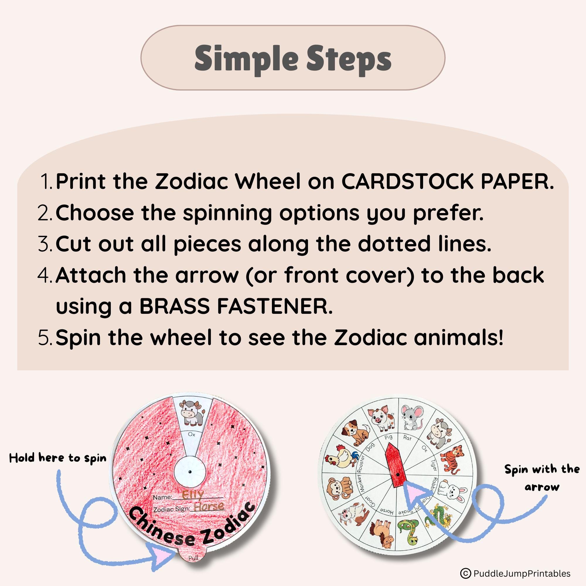 Chinese Zodiac Wheel Craft, Lunar New Year Activity (digital Download ...