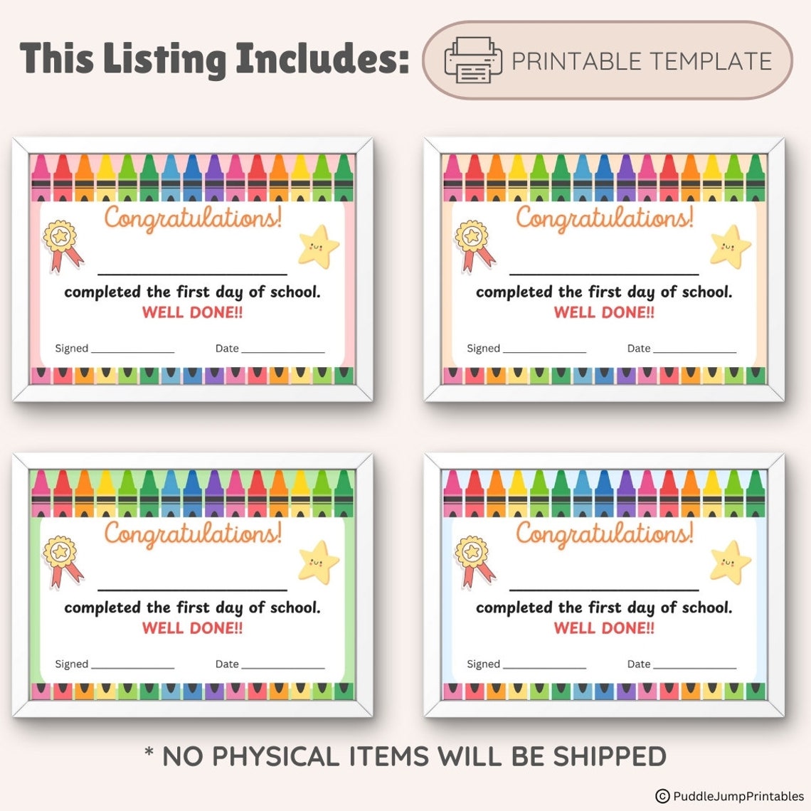 Printable First Day of School Certificate, Back to School Certificate ...