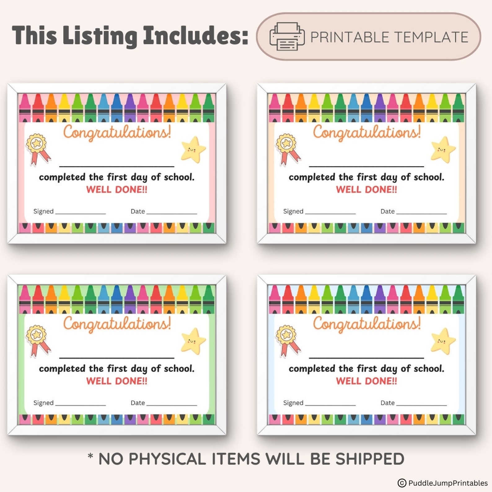 Printable First Day of School Certificate, Back to School Certificate ...