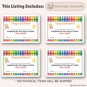 Printable First Day of School Certificate, Back to School Certificate ...