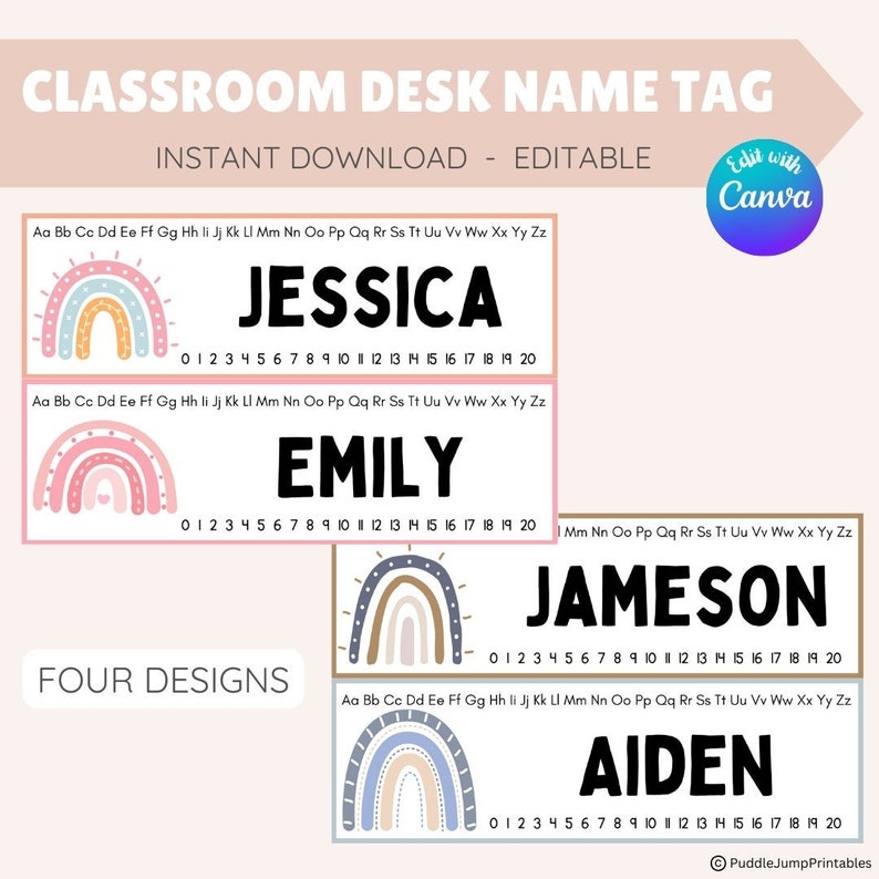 Editable Classroom Desk Name Tag, Desk Label, Name Plate, INSTANT ...