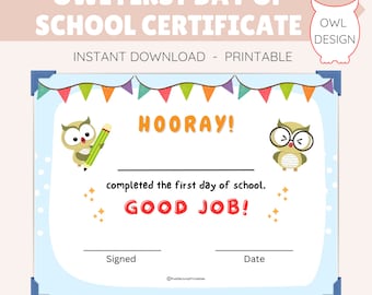 Printable First Day of School Certificate, Back to School Certificate ...