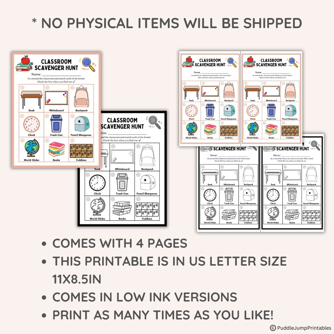 Printable Back to School Scavenger Hunt, First Day of School Game, Back ...