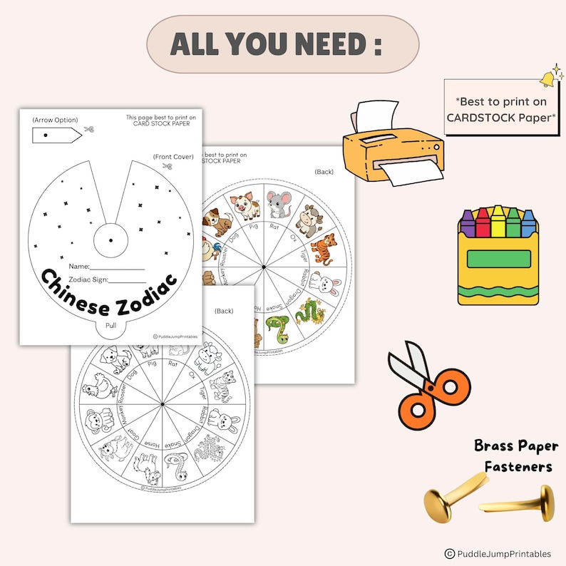 Chinese Zodiac Wheel Craft, Lunar New Year Activity (digital Download ...