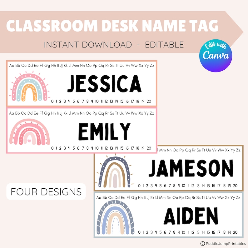 Editable Classroom Desk Name Tag, Desk Label, Name Plate, INSTANT ...