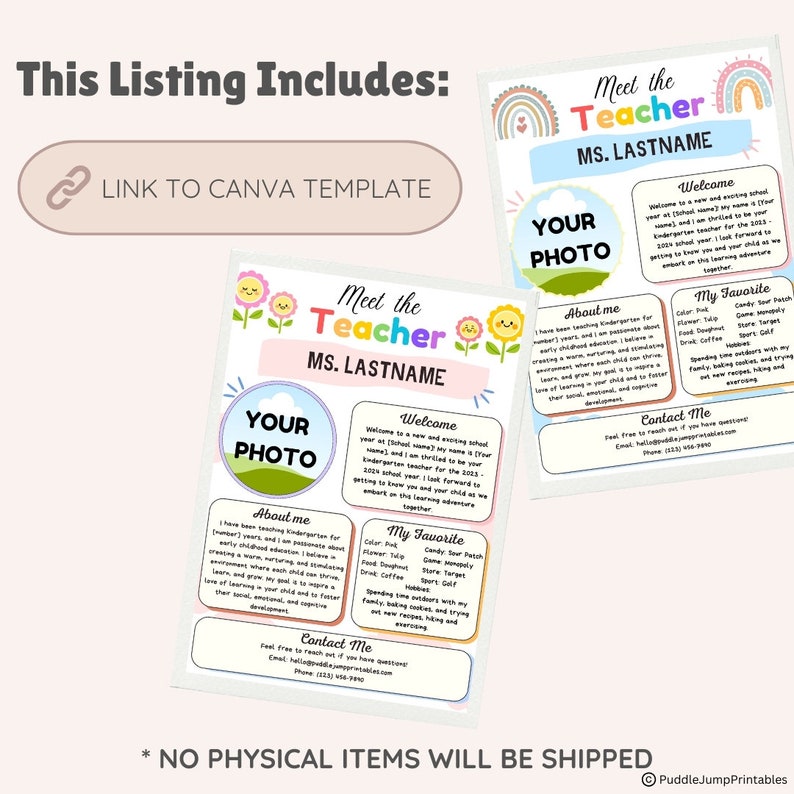 Meet the Teacher Printable Template, Meet the Teacher Editable, Back to ...