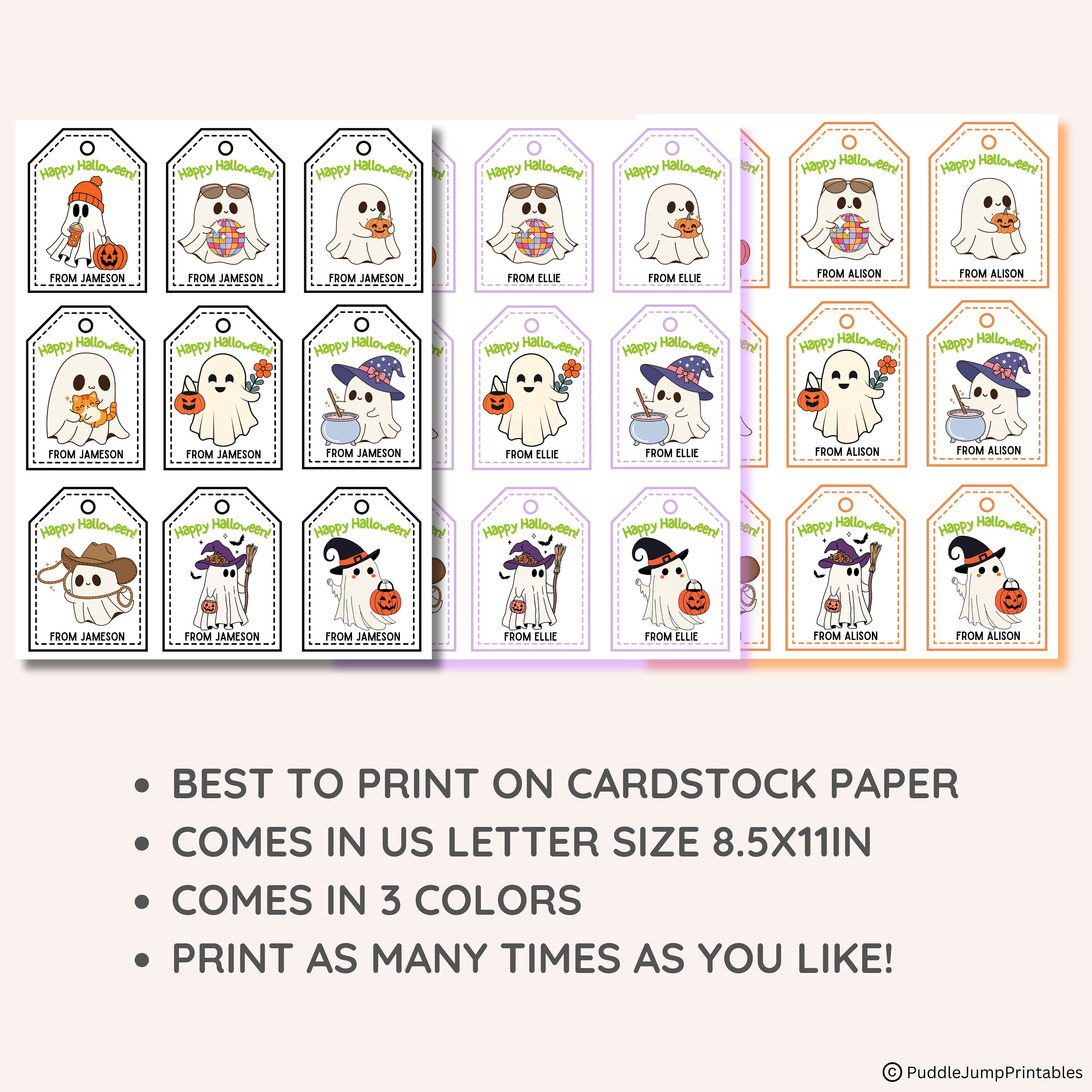 Editable Halloween Gift Tags, Halloween Goodie Bag Tags, Trick or Treat ...