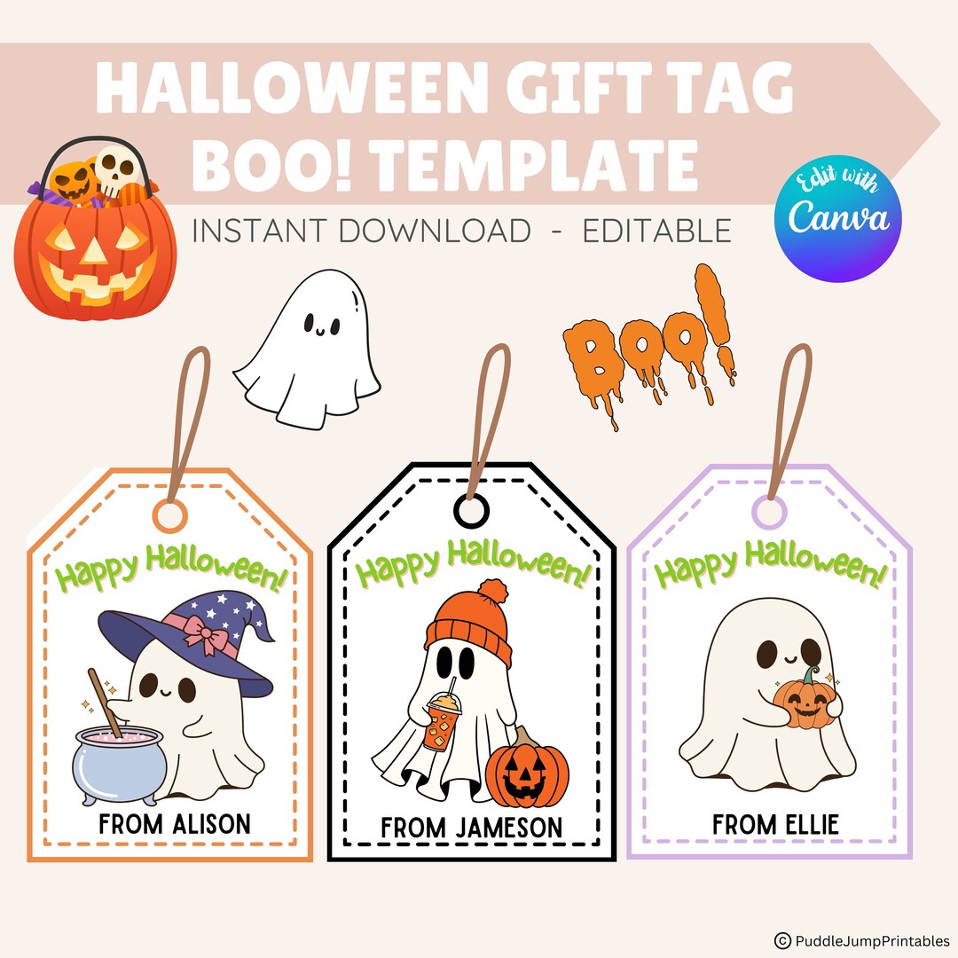 Editable Halloween Gift Tags, Halloween Goodie Bag Tags, Trick or Treat ...