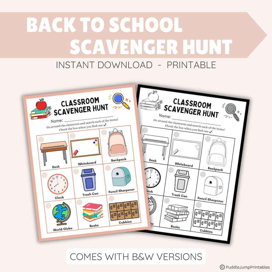 Printable Back to School Scavenger Hunt, First Day of School Game, Back ...
