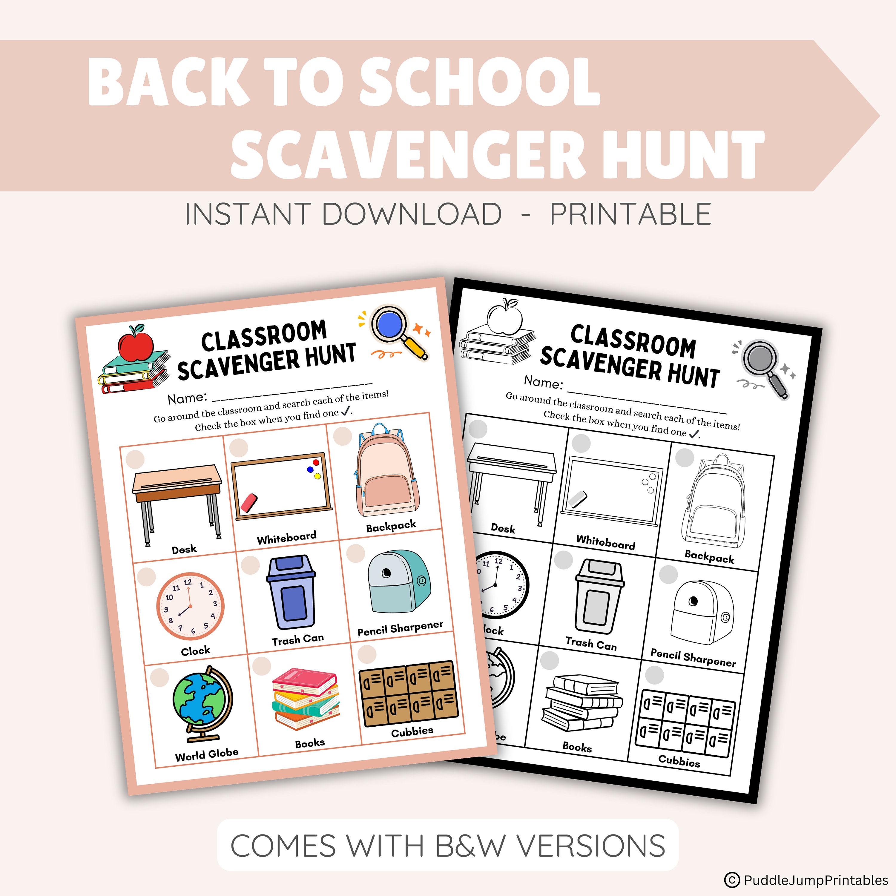 Printable Back to School Scavenger Hunt, First Day of School Game, Back ...