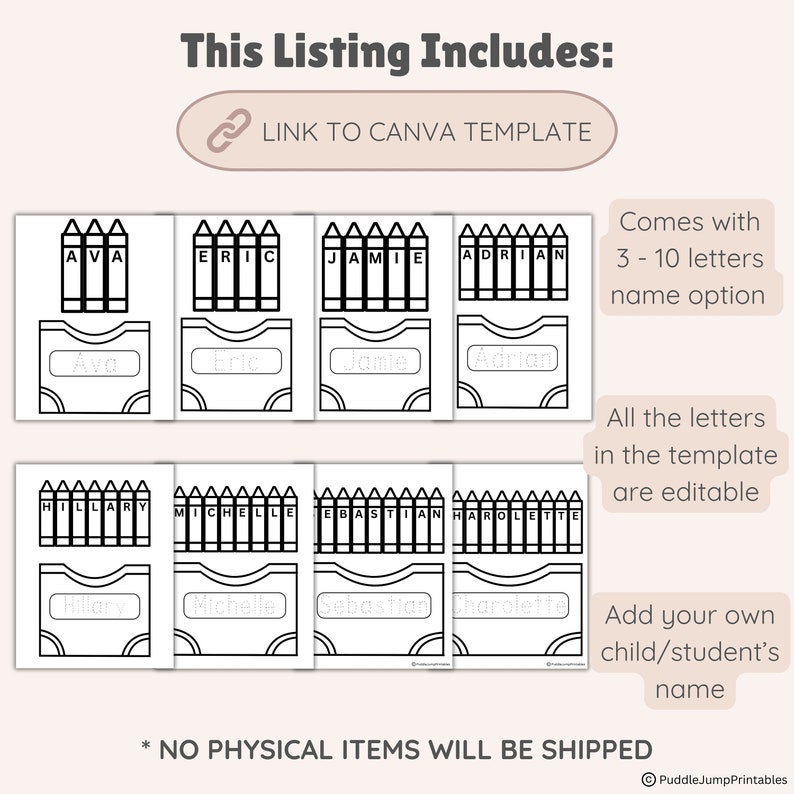 Printable Crayon Box Name Craft: Back to School Activity (digital ...