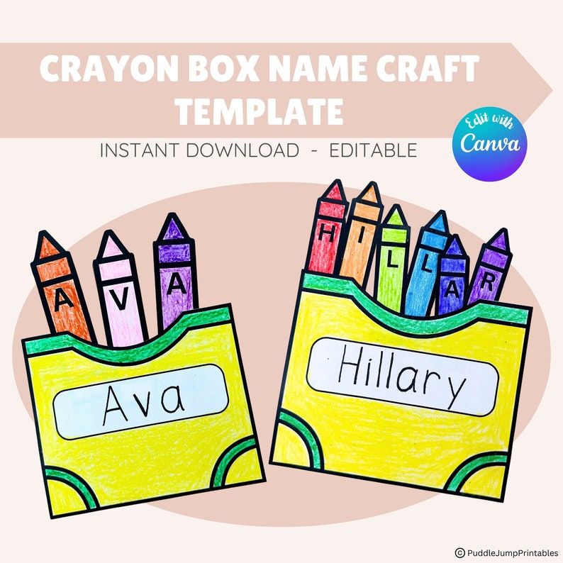 Printable Crayon Box Name Craft: Back to School Activity (digital Download) - Etsy