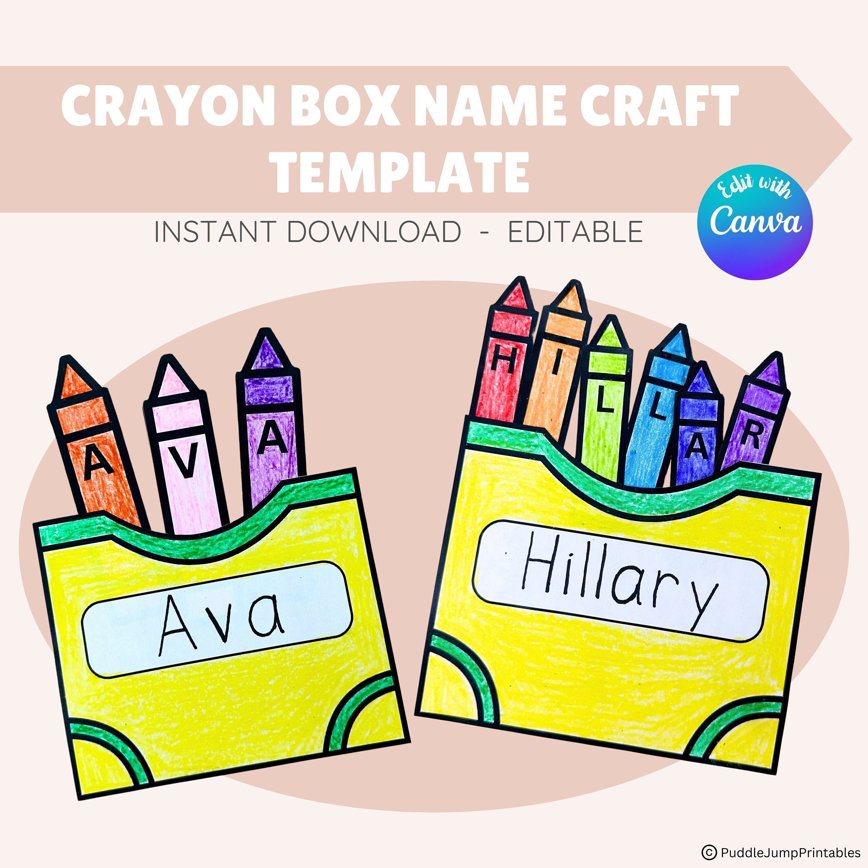 Printable Crayon Box Name Craft, Preschool Name Craft, Back to School ...