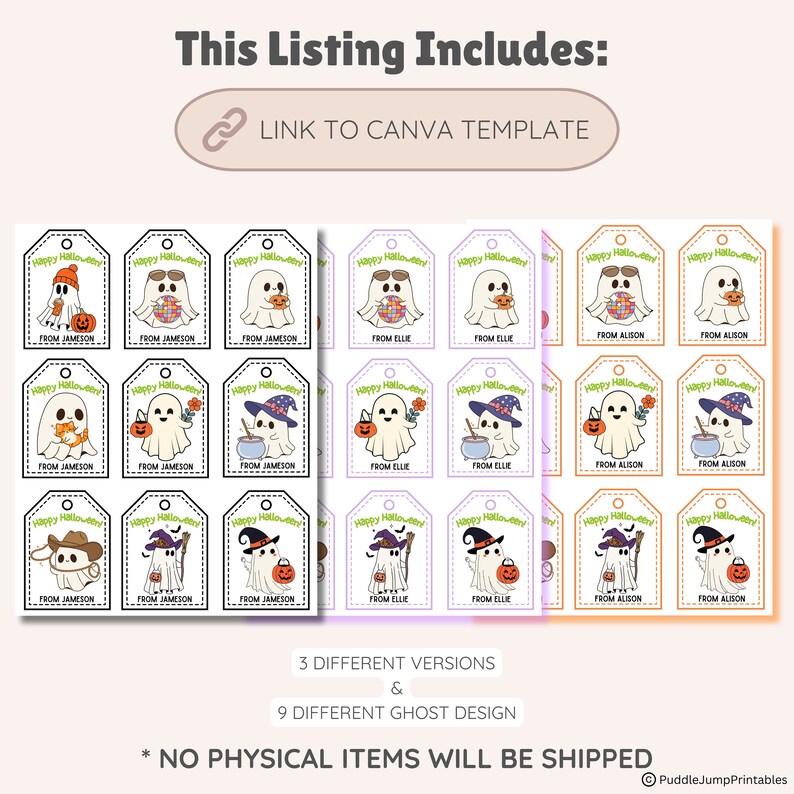 Editable Halloween Gift Tags, Halloween Goodie Bag Tags, Trick or Treat ...