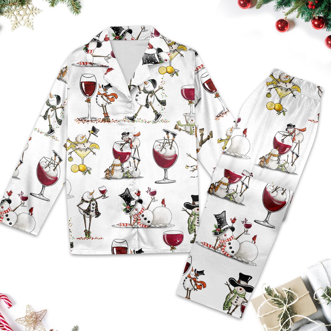 Winey Snowman Christmas Pajamas, Winey Snowman Pajamas Set, Winey ...