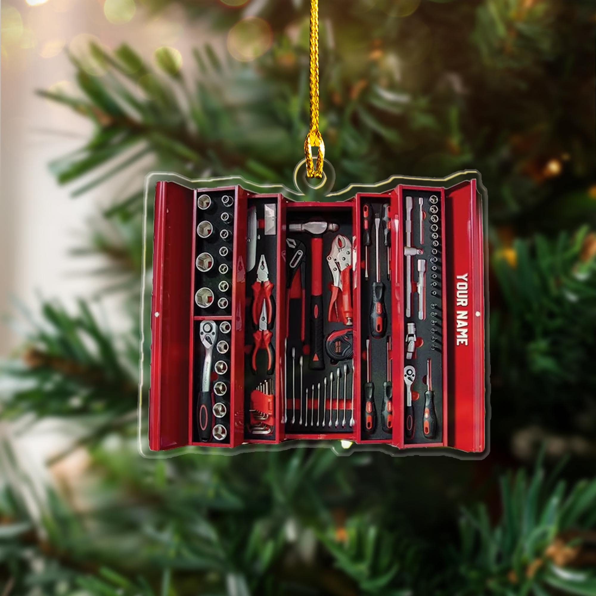 Personalized Mechanic Tool Box 2D Flat Christmas Ornament, Mechanic ...